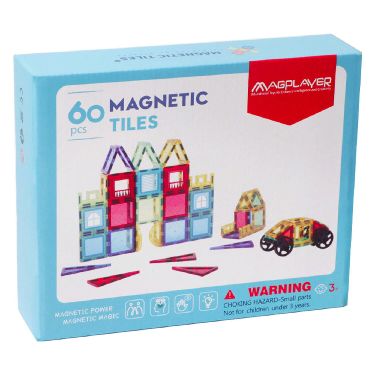 Set de constructie magnetic 3D - 60 piese - Artool.ro