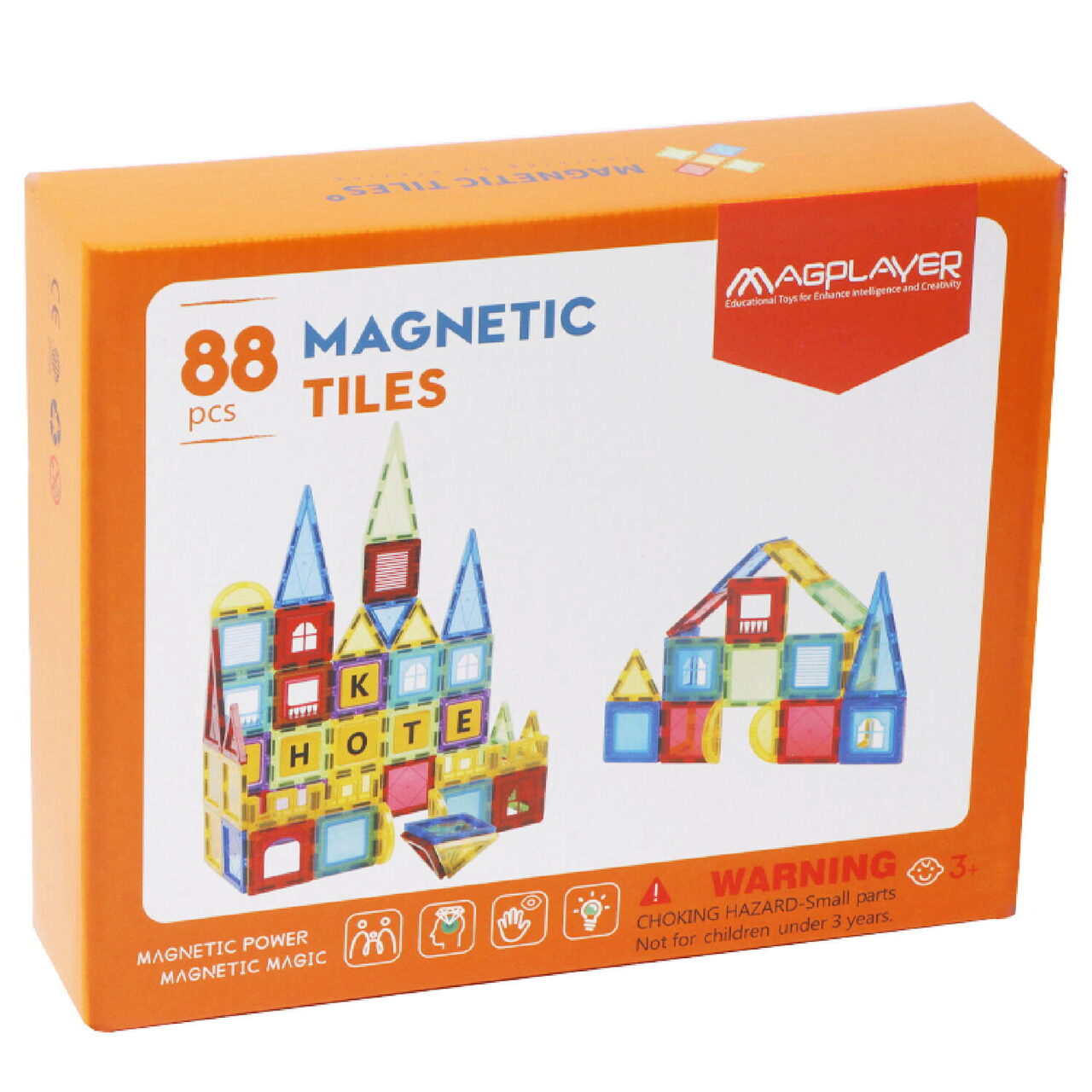 Set de constructie magnetic 3D - 88 piese - Artool.ro