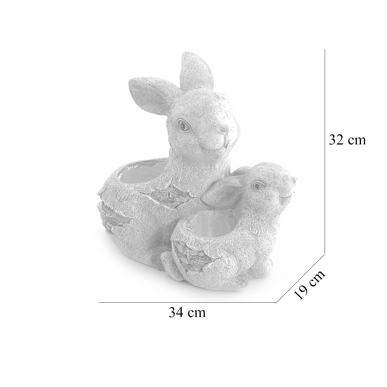 Decoratiune gradina, ceramica, iepuri cu ghiveci, 34x19x32 cm - Artool.ro