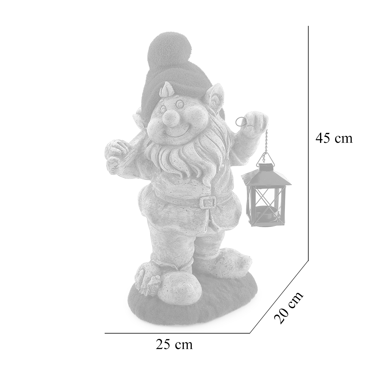Decoratiune gradina, ceramica, pitic cu felinar, 25x20x45 cm - Artool.ro