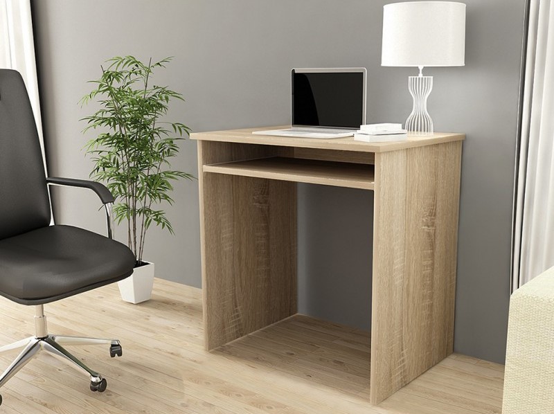 Birou calculator, placa laminata, raft tastatura, stejar, 68x51x74 cm ...