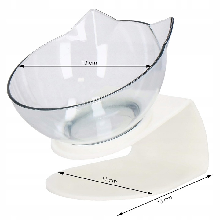 Castron, bol, pentru caine, pisica, cu suport, plastic, alb, model ...