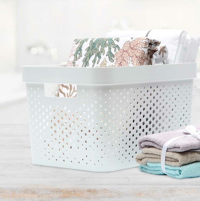 Cos rufe, 2 manere, plastic, alb, 17 L, 36x27x22 cm, Infinity Recycled ...