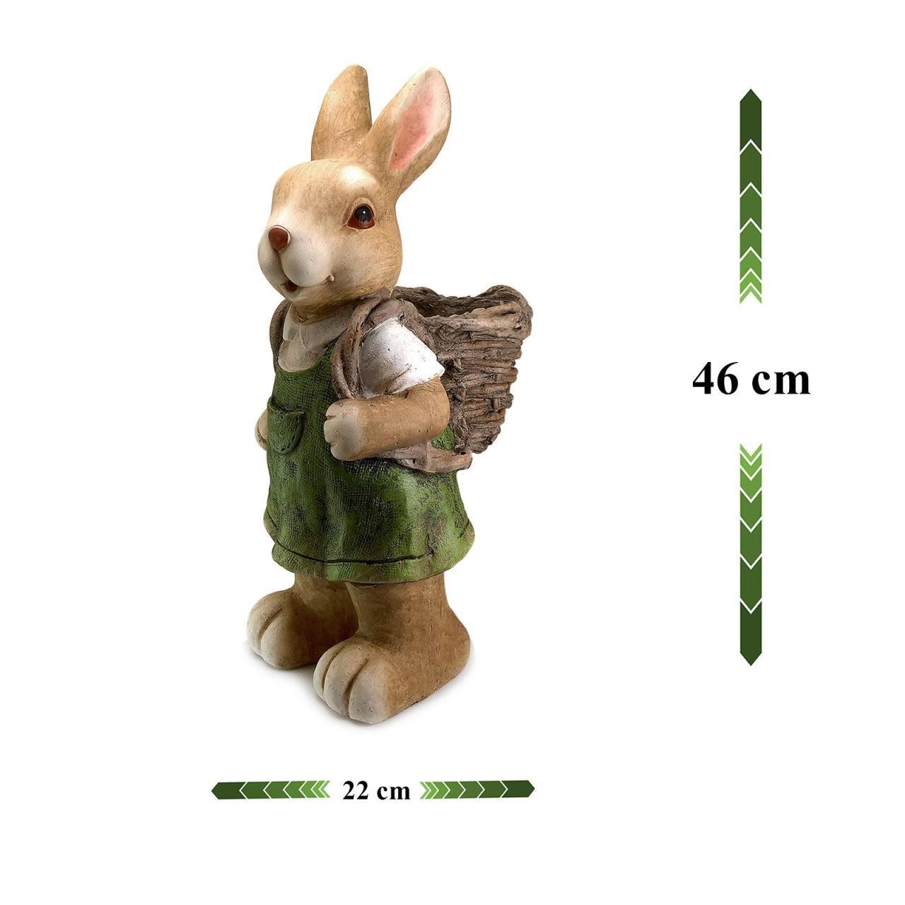 Decoratiune gradina, ceramica, iepure cu cos, 22x18.5x46 cm - Artool.ro