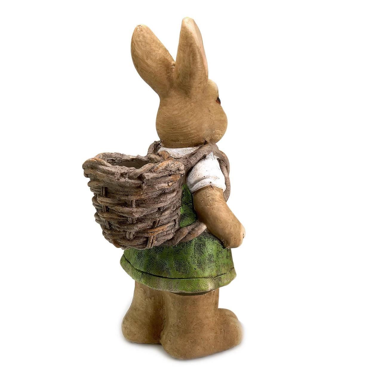 Decoratiune gradina, ceramica, iepure cu cos, 22x18.5x46 cm - Artool.ro