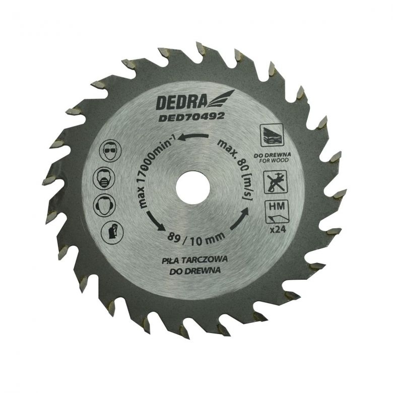 Disc circular vidia, pentru lemn, 24 dinti, 89 mm, Dedra - Artool.ro