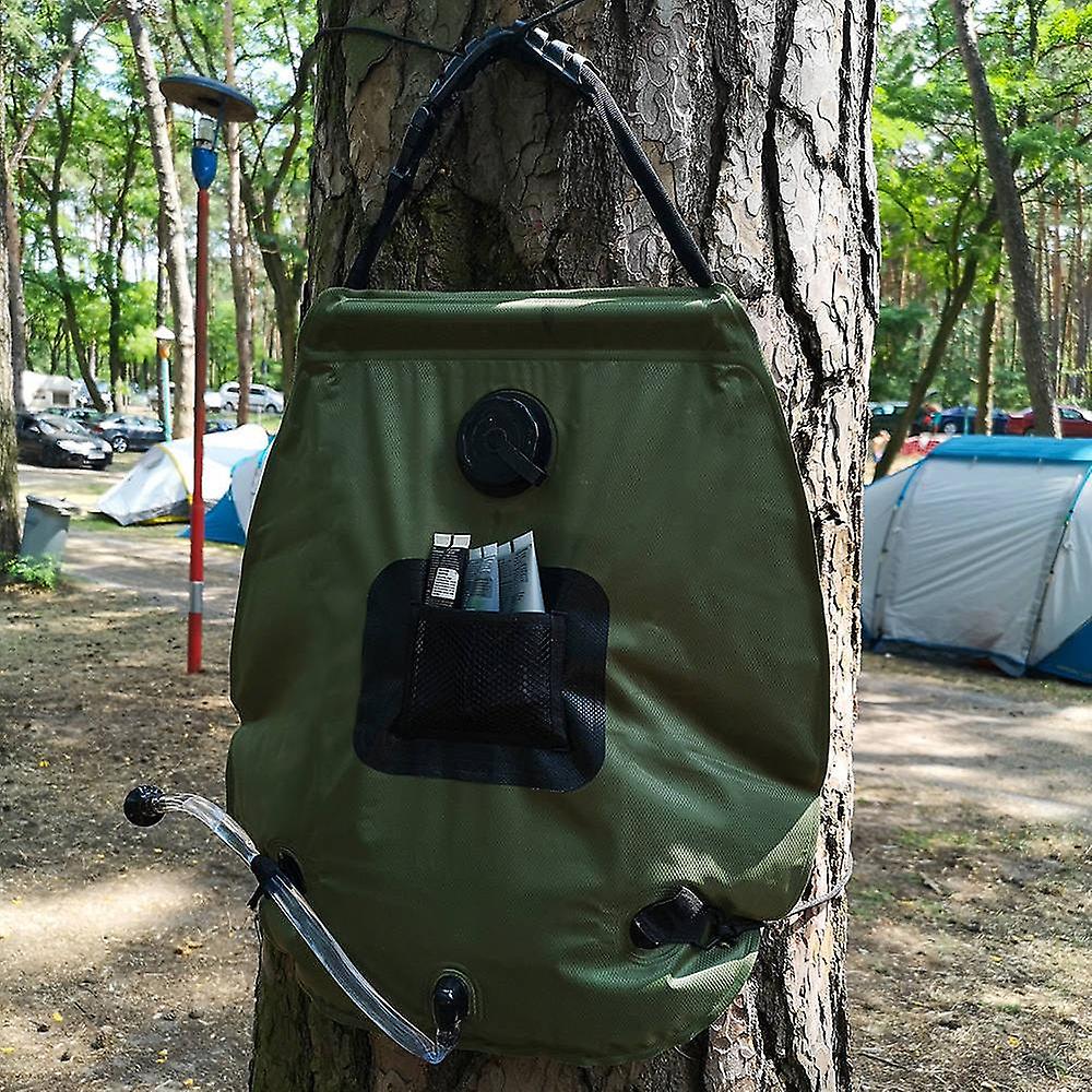 Dus solar turistic, camping, furtun 40 cm, cu termometru, verde, 20 L ...