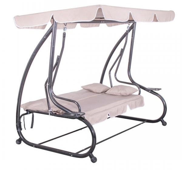 Balansoar gradina, 3 locuri, crem, 190x125x163, functie pat, Venezia ...