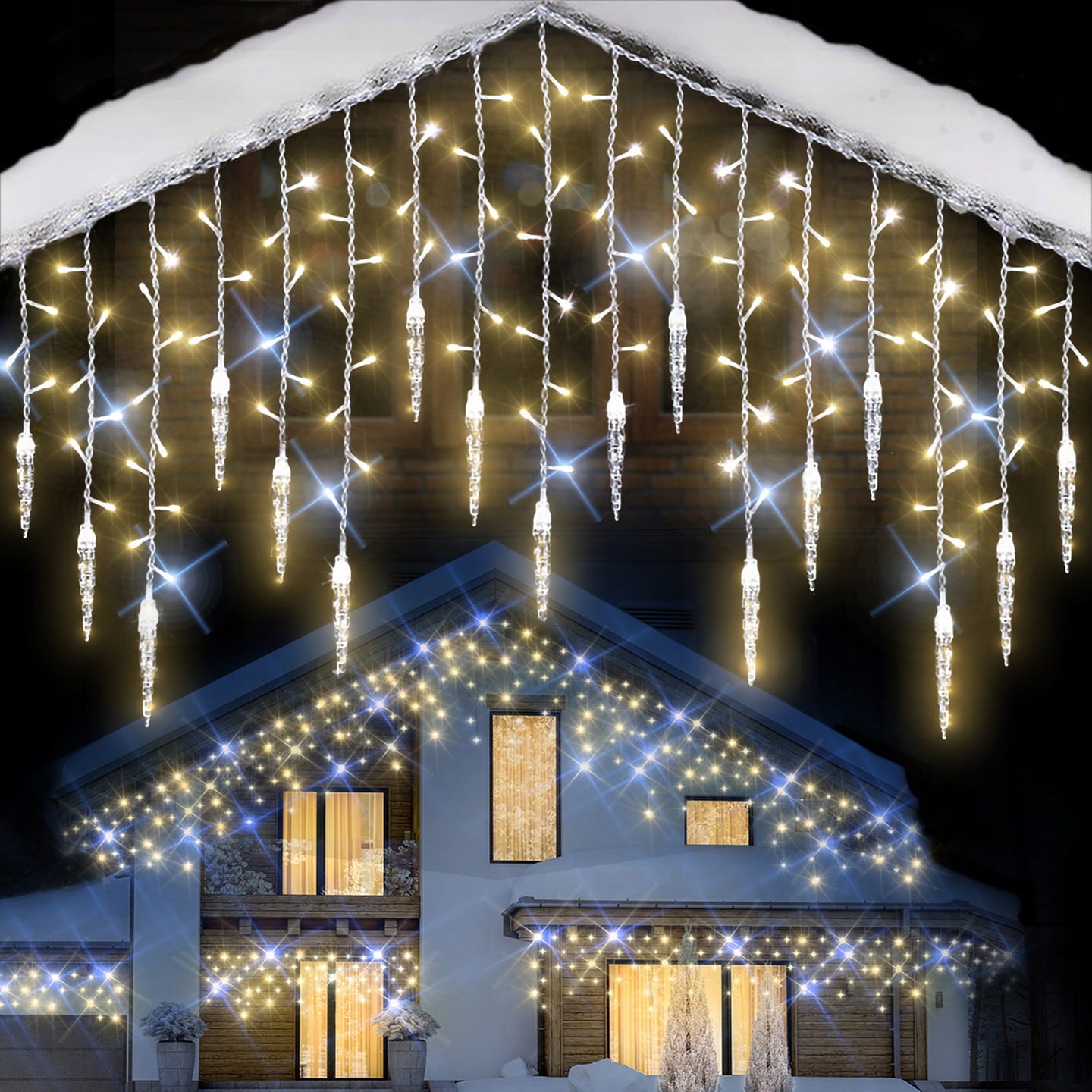 Instalatie luminoasa tip perdea, exterior/interior, 500 LED, cu efect ...