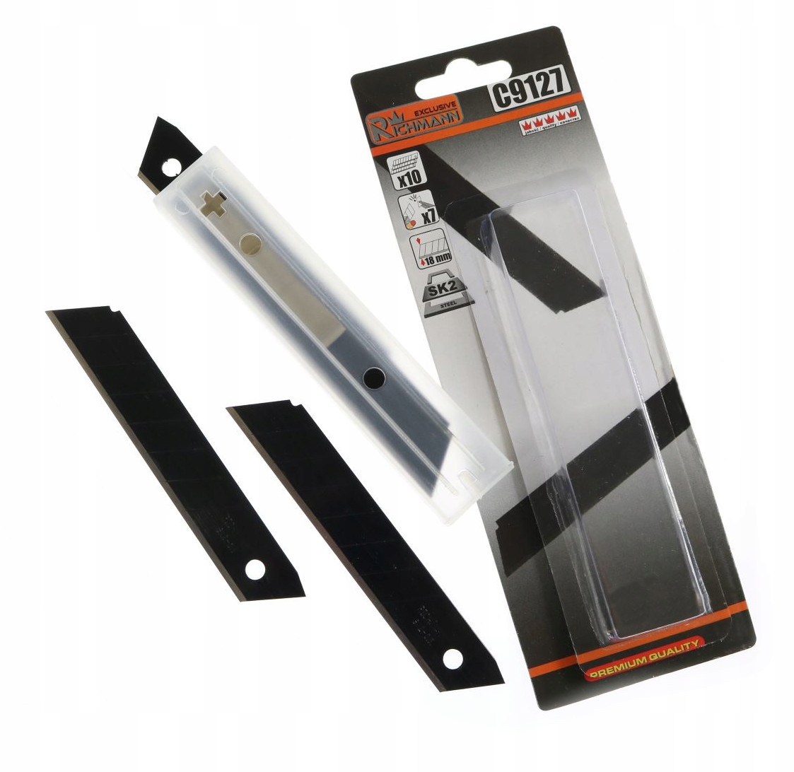 Lame rezerva cutter, negru, otel SK2, set 10 buc, 18x105 mm, Richmann ...