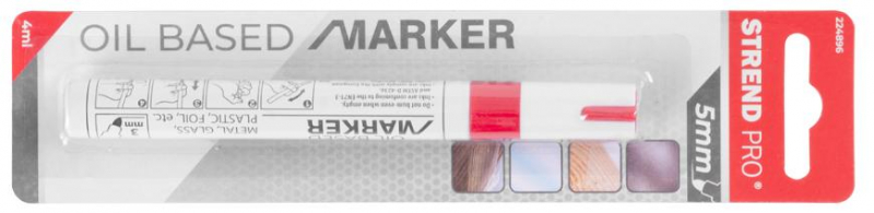 Marker permanent, rosu, pentru metal si sticla, pe baza de ulei, Strend ...