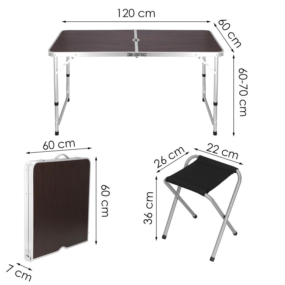 Masa plianta pentru camping, gradina, Springos, cu 4 scaune, aluminiu ...