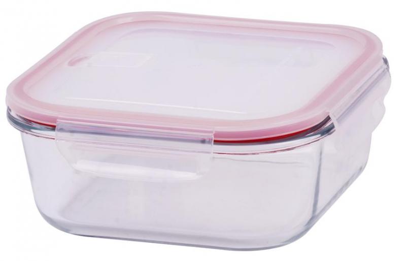 Recipient pentru alimente BSG1, 1100 ml, 18x18x7 cm, patrat, sticla ...