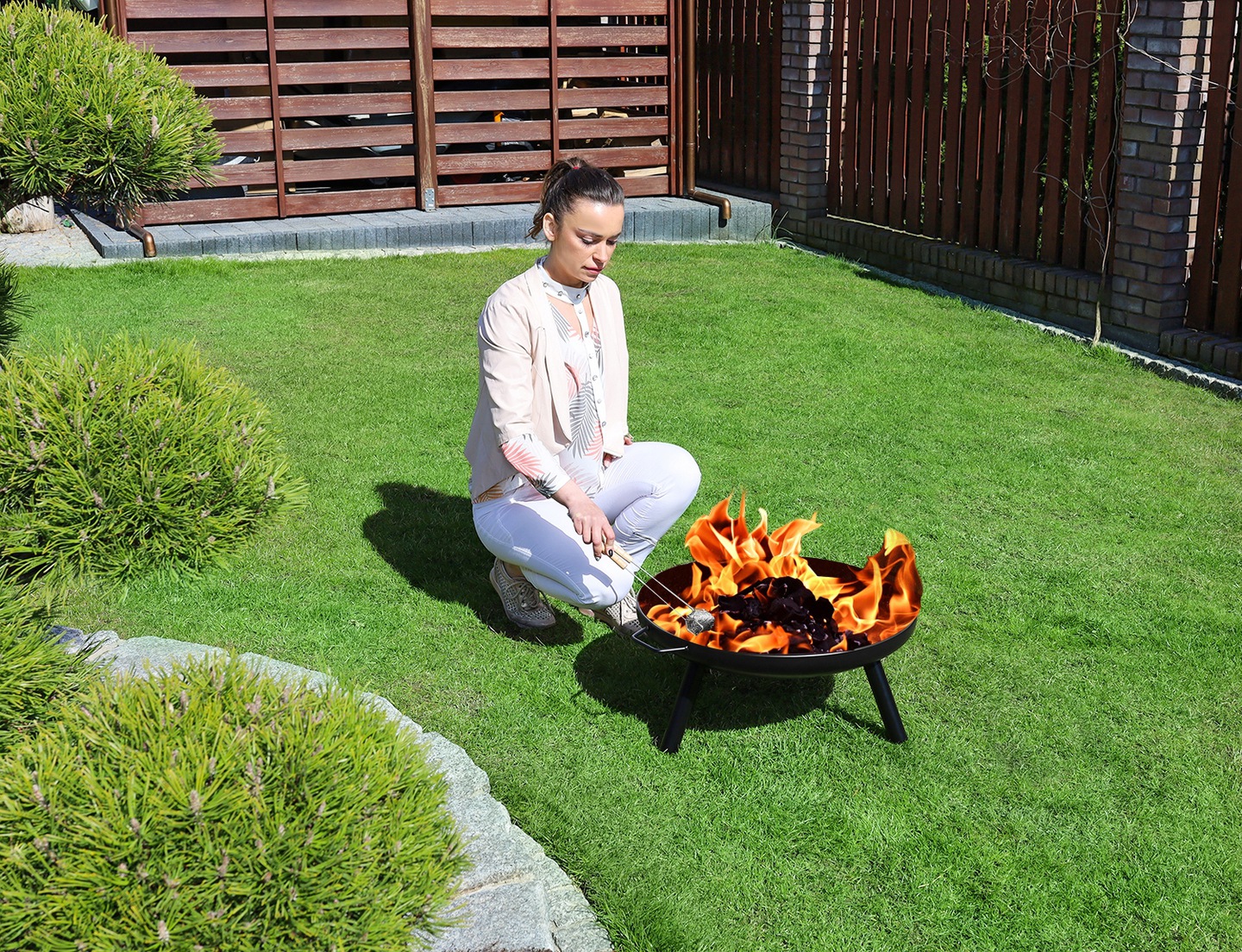 Vatra de foc, pentru gradina, inox, negru, 60x29 cm, Kaminer - Artool.ro