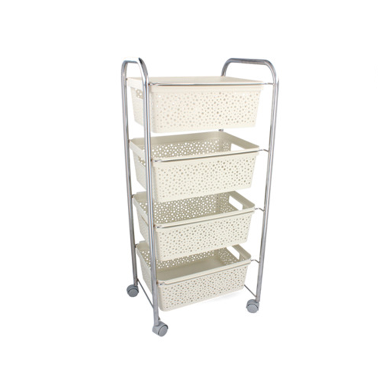 Raft metalic mobil, 4 sertare plastic, bej, 45.5x30x86.5 cm - Artool.ro