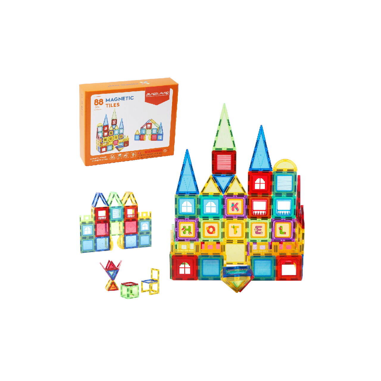 Set de constructie magnetic 3D - 88 piese - Artool.ro