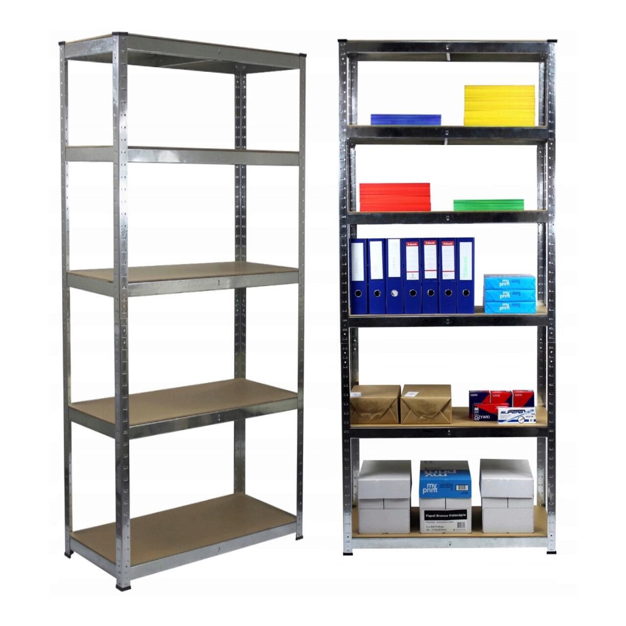 Rafturi depozitare, metalice, 5 polite, set 2 buc, 175 kg, 90x30x180 cm ...