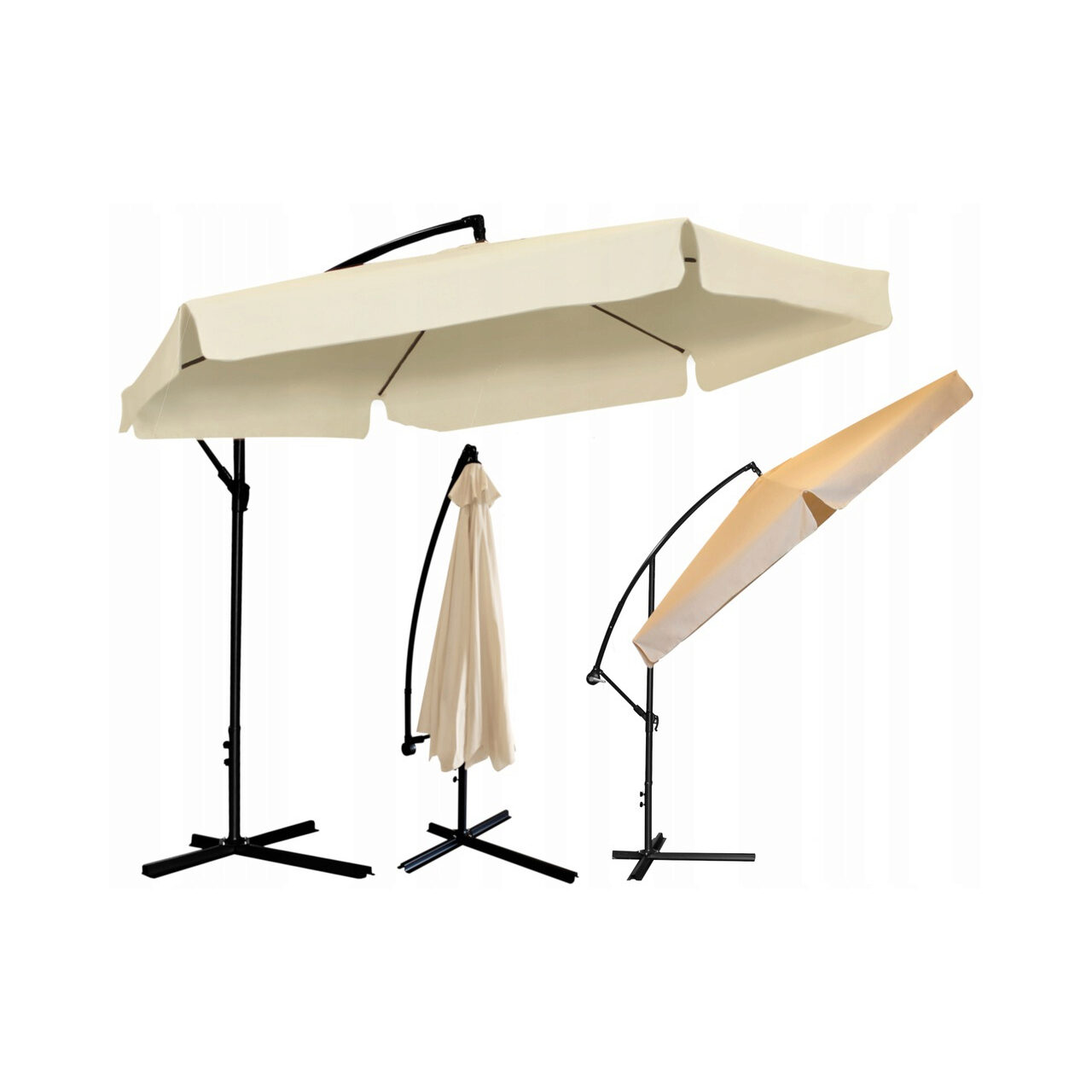 Umbrela gradina/terasa, articulatie tip banana, bej si negru, 300 cm ...