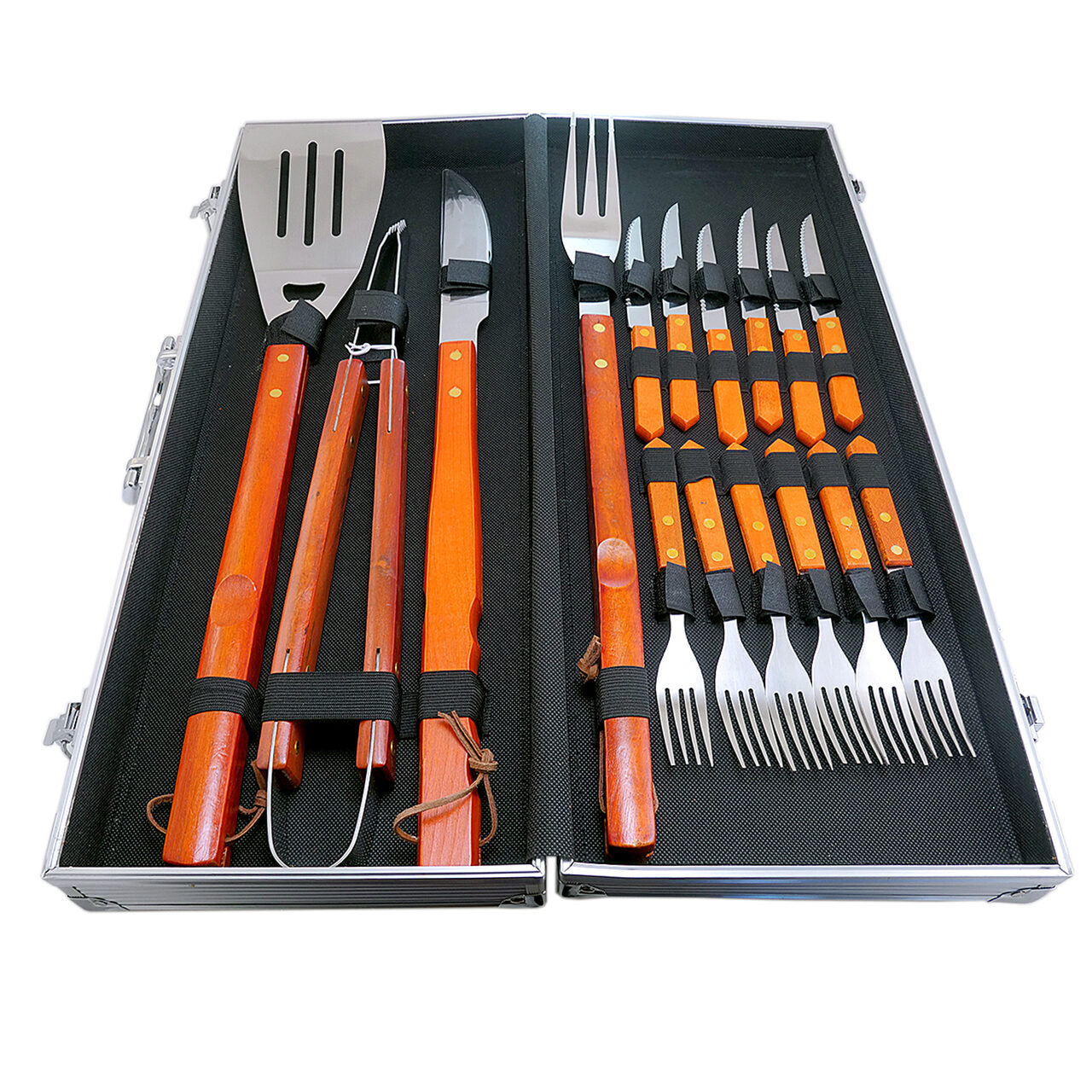 Ustensile pentru barbecue, grill, gratar, cu geanta aluminiu, set 16 ...