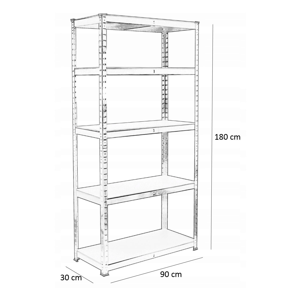 Rafturi depozitare, metalice, 5 polite, set 2 buc, 175 kg, 90x30x180 cm ...