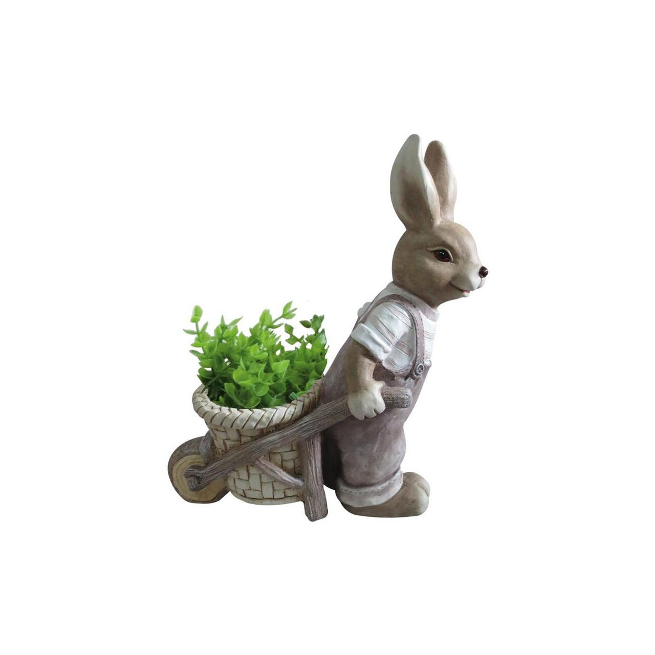 Decoratiune gradina, ceramica, iepure cu roaba in spate, 42x19x49 cm ...