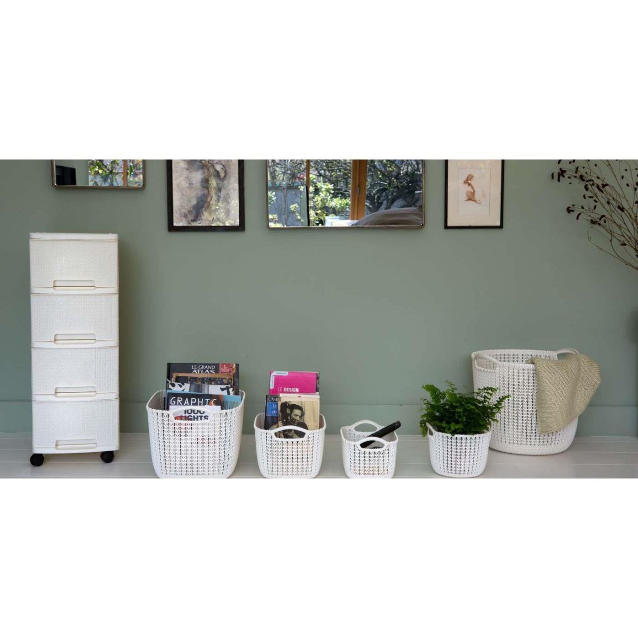 Dulap din plastic cu 4 sertare 10 L, 26x35x68 cm, alb, CURVER - Artool.ro