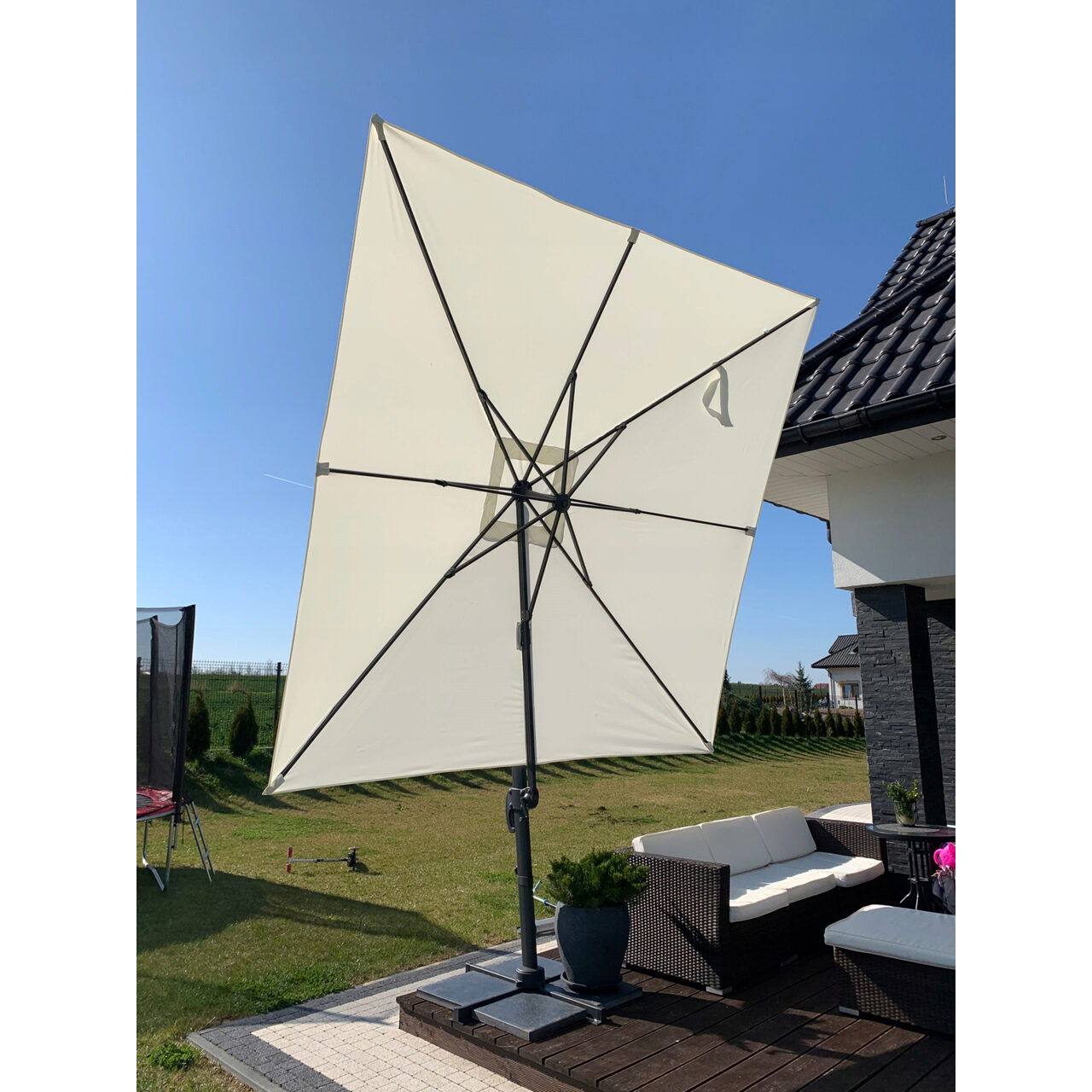 Umbrela gradina/terasa, patrata, cu articulatie, crem, 250x250 cm, Roma ...