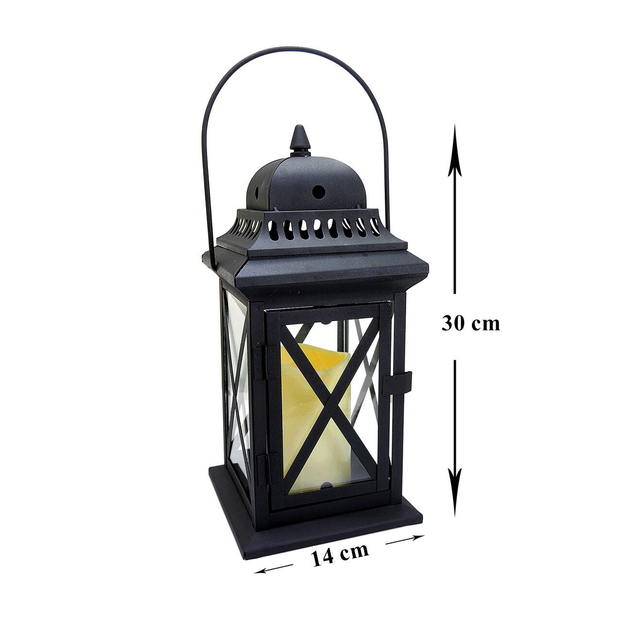 Felinar decorativ, metal, LED, 14x14x30 cm - Artool.ro