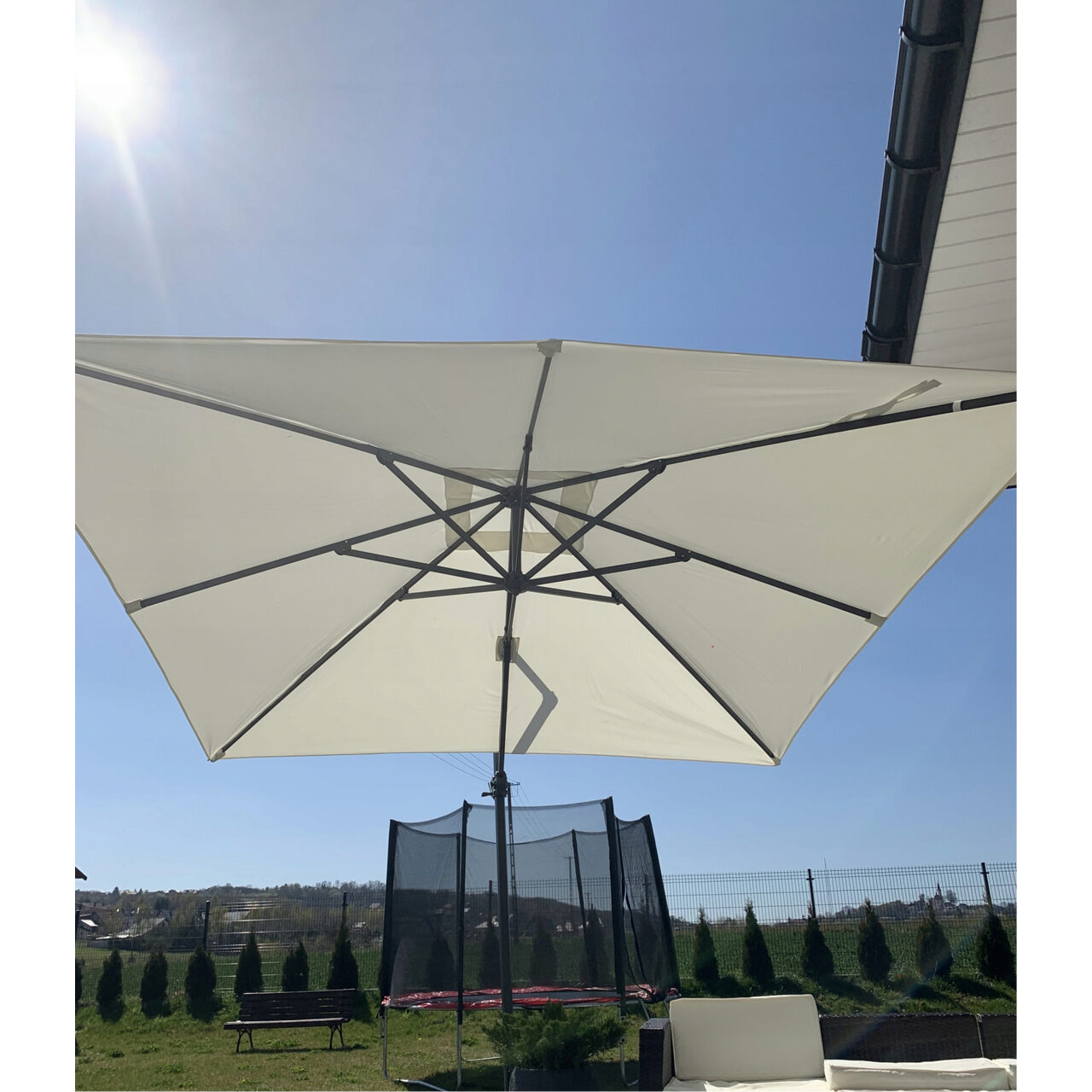 Umbrela gradina/terasa, patrata, cu articulatie, crem, 250x250 cm, Roma ...