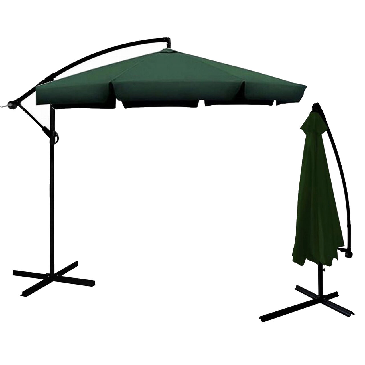 Umbrela gradina/terasa, articulatie tip banana, verde si negru, 300 cm ...