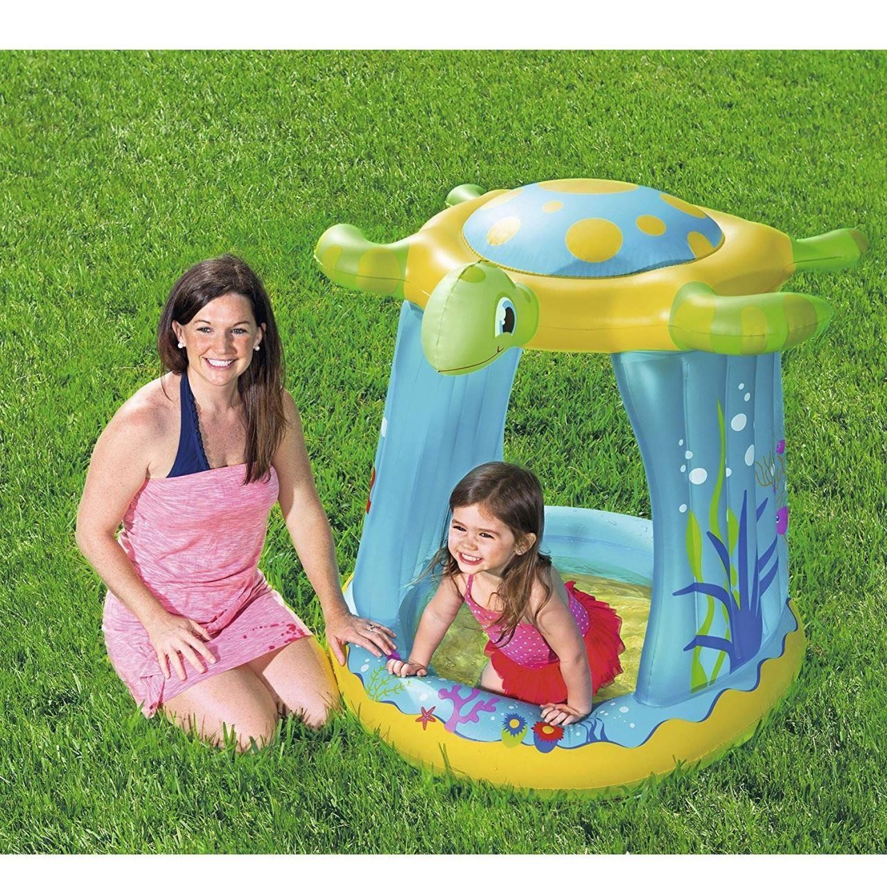 Piscina gonflabila pentru copii, rotunda, cu acoperis, broscuta ...