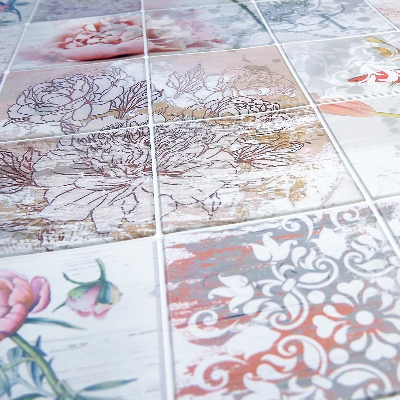 Panou decorativ, PVC, model floral, roz si bej, 96x48.5 cm - Artool.ro