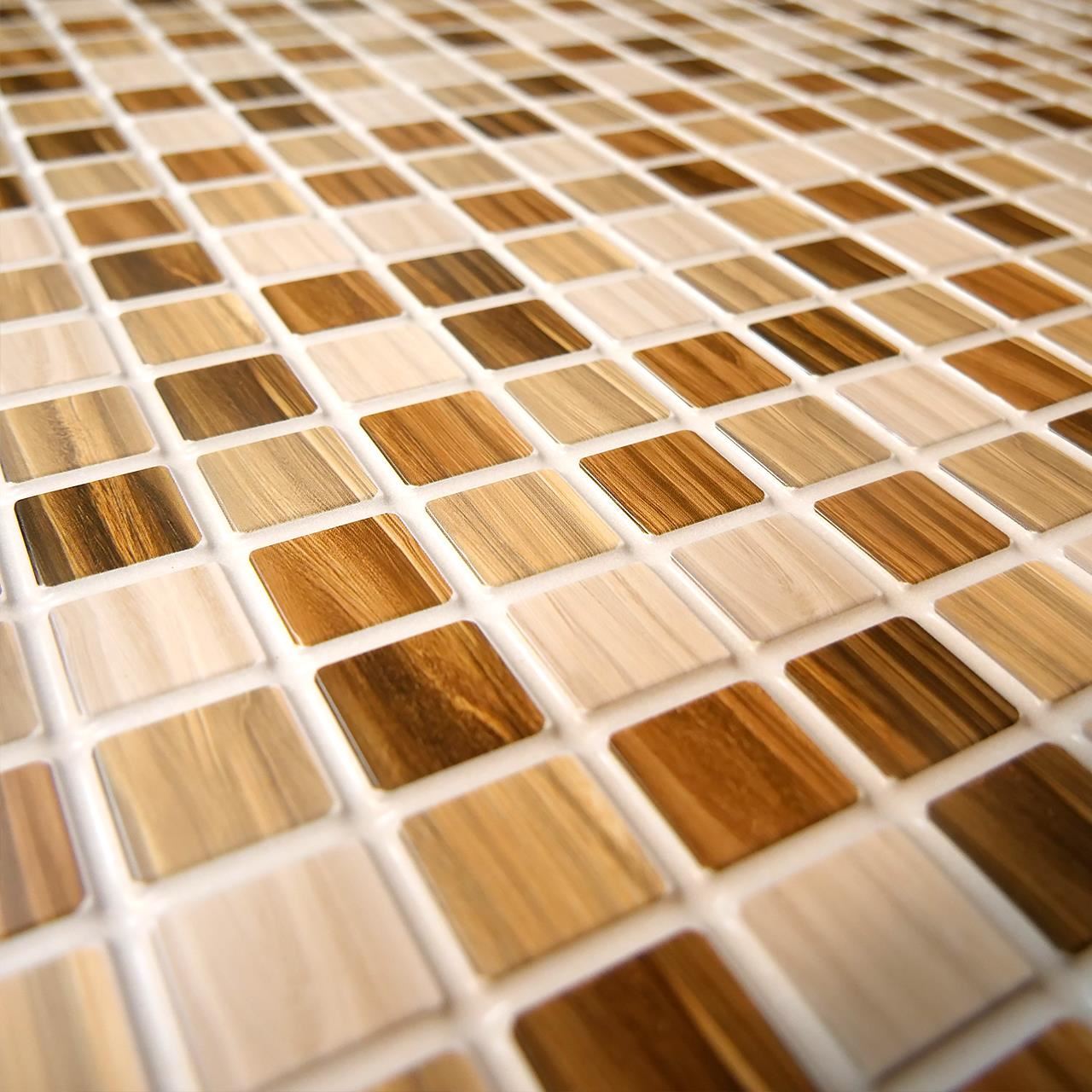 Panou decorativ, PVC, model mozaic, nuante portocaliu, 96x48.5 cm ...