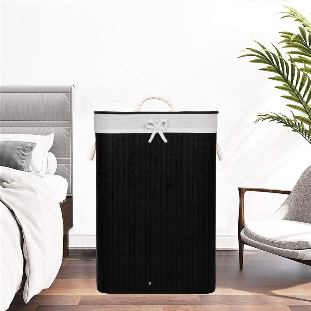 Cos rufe, bambus, negru si bej, 72 L, 40x30x60 cm, Springos - Artool.ro