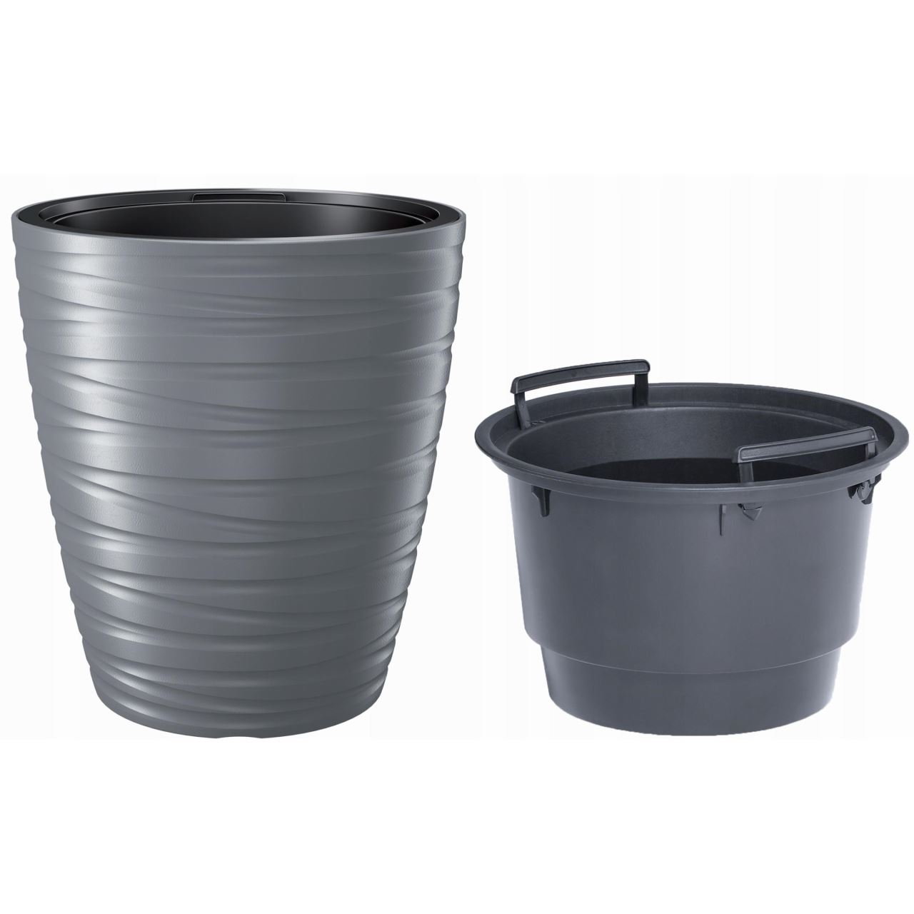 Ghiveci decorativ de flori, rotund, gri, 29.6x32.9 cm, Maze - Artool.ro