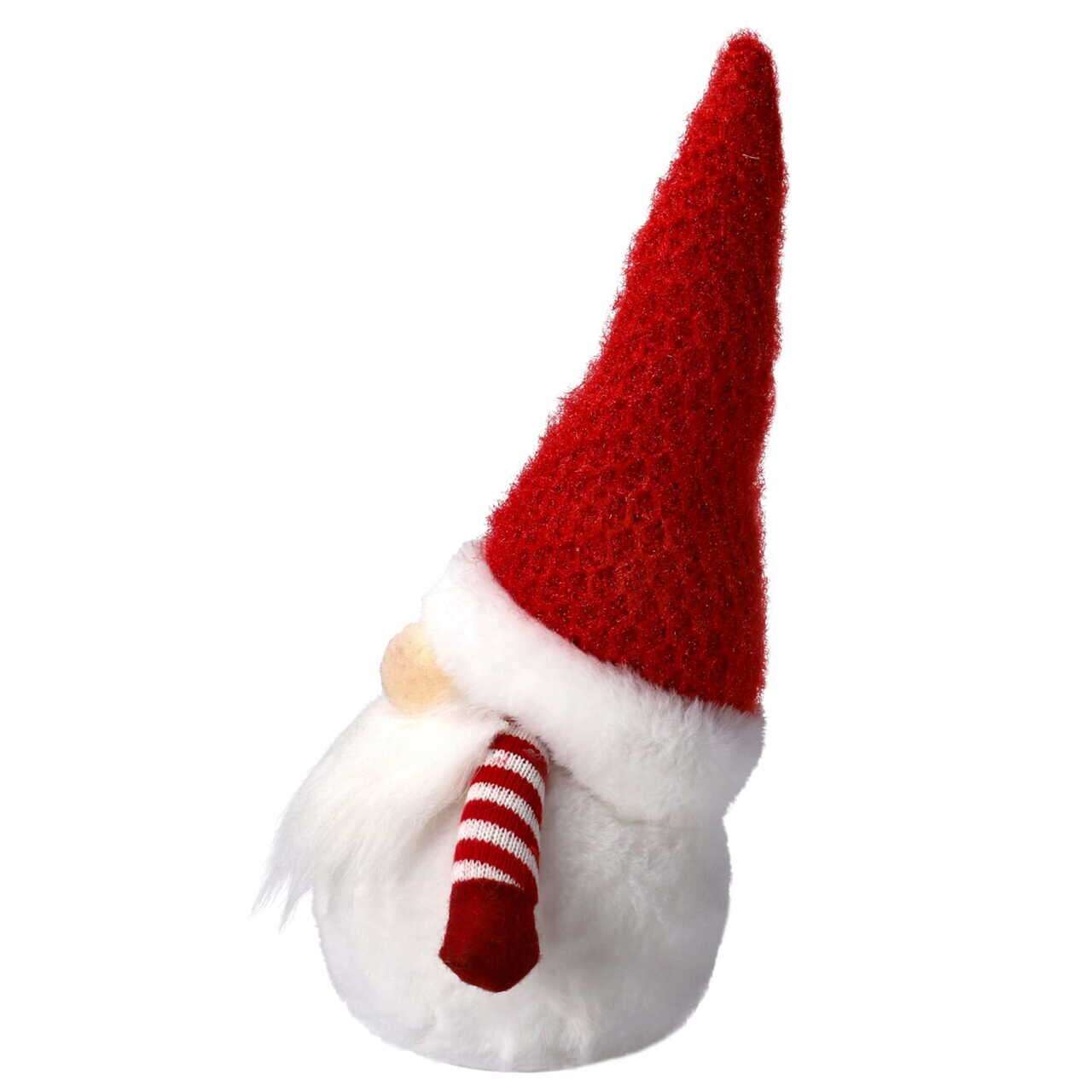 Decoratiune Craciun, pitic, LED, rosu cu dungi, 3xAA, 21x32 cm, Jumi ...