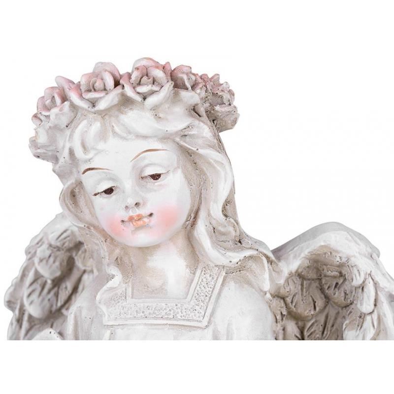 Decoratiune funerara, ceramica, inger cu lumanare, LED, 17.5x14.5x17.5 ...