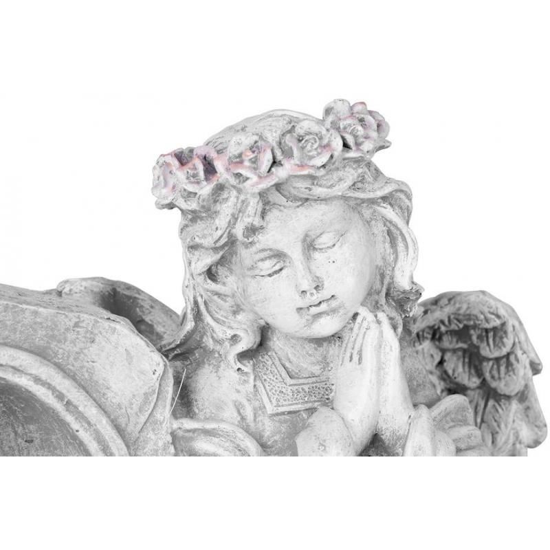 Decoratiune funerara, ceramica, inger cu lumanare, LED, 28x13x21.5 cm ...