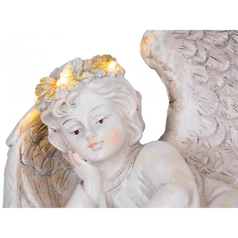 Decoratiune funerara, ceramica, lampa solara, inger, 24.5x12.5x14.5 cm ...