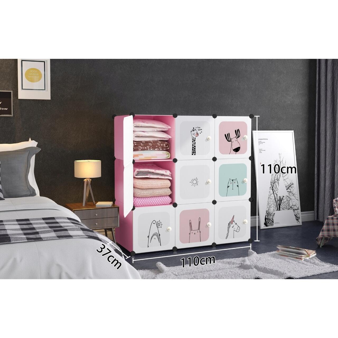 Dulap modular pentru copii, Mufart, plastic, 9 compartimente, alb si ...