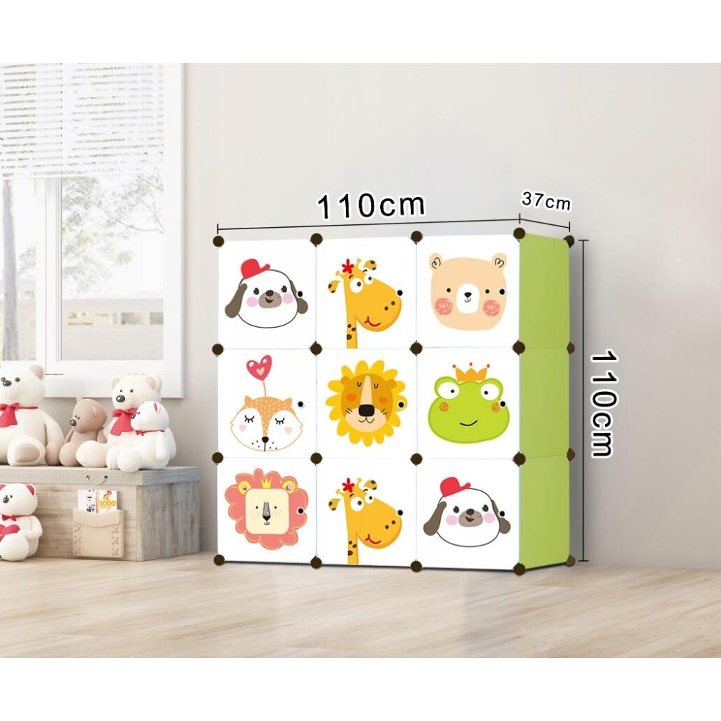 Dulap modular pentru copii, Mufart, plastic, 9 compartimente, alb si ...