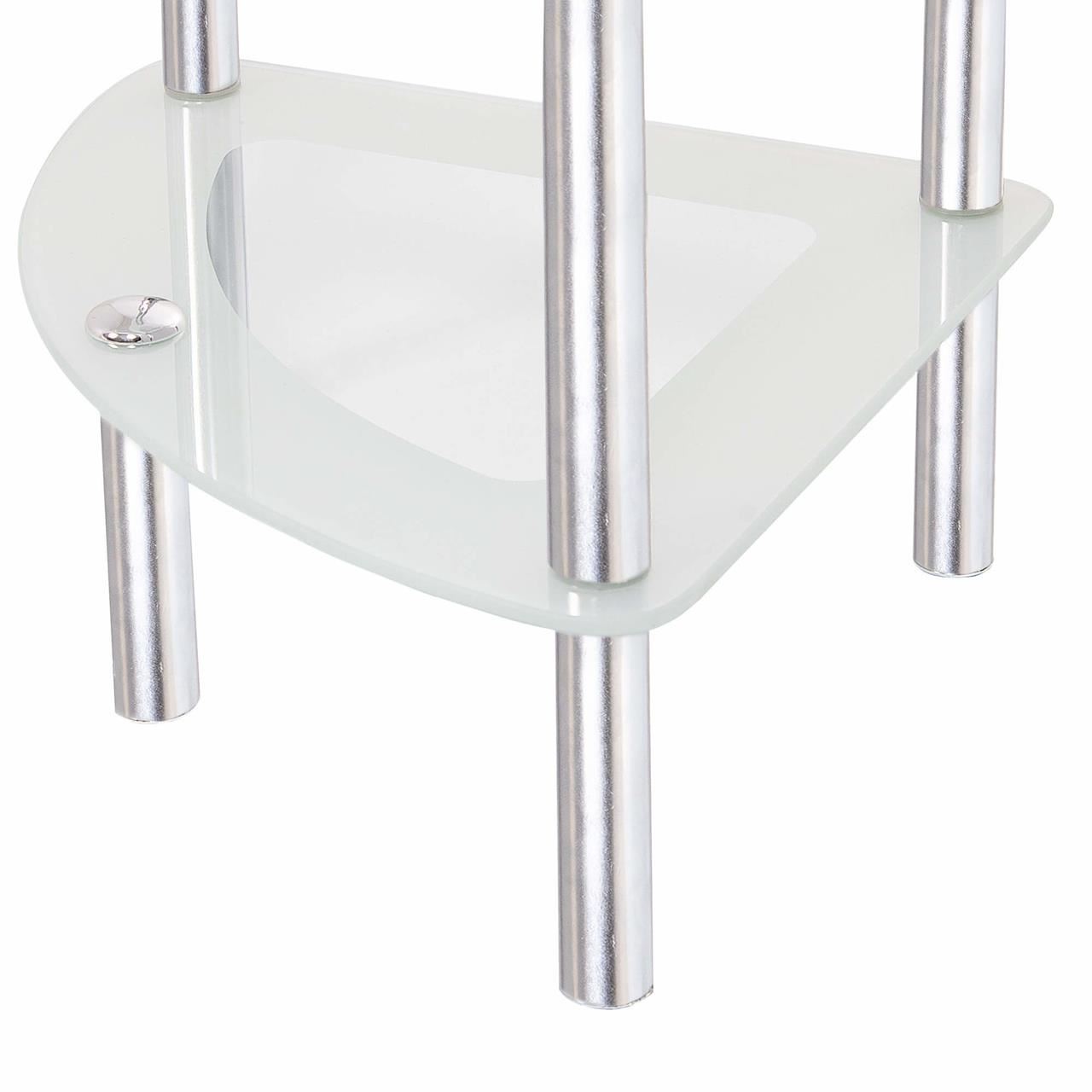 Etajera, raft, de colt, metal si sticla, 3 polite, 38.5x27.5x72.5 cm ...