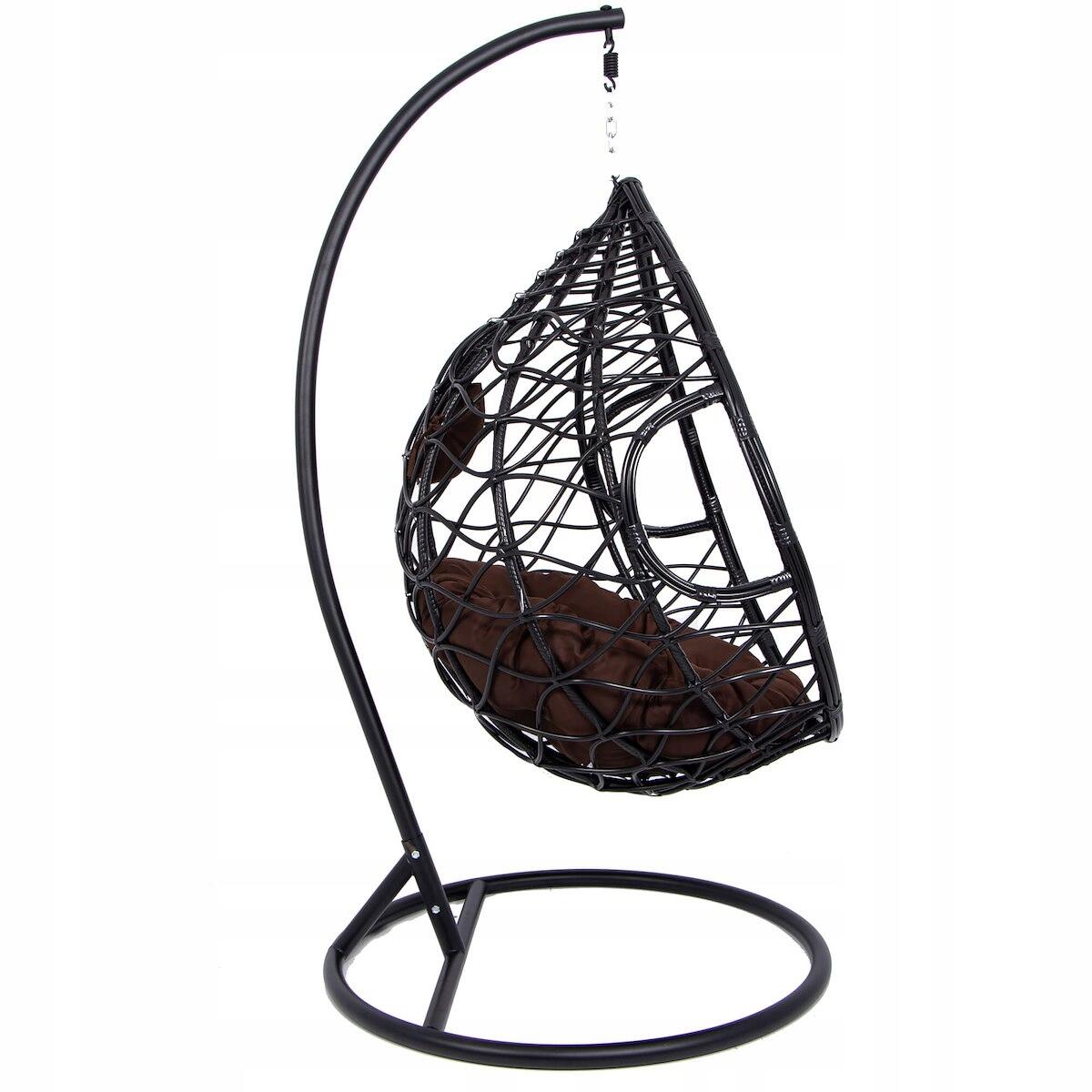 Scaun leagan suspendat, Springos, Irina, ratan sintetic, negru, perna ...