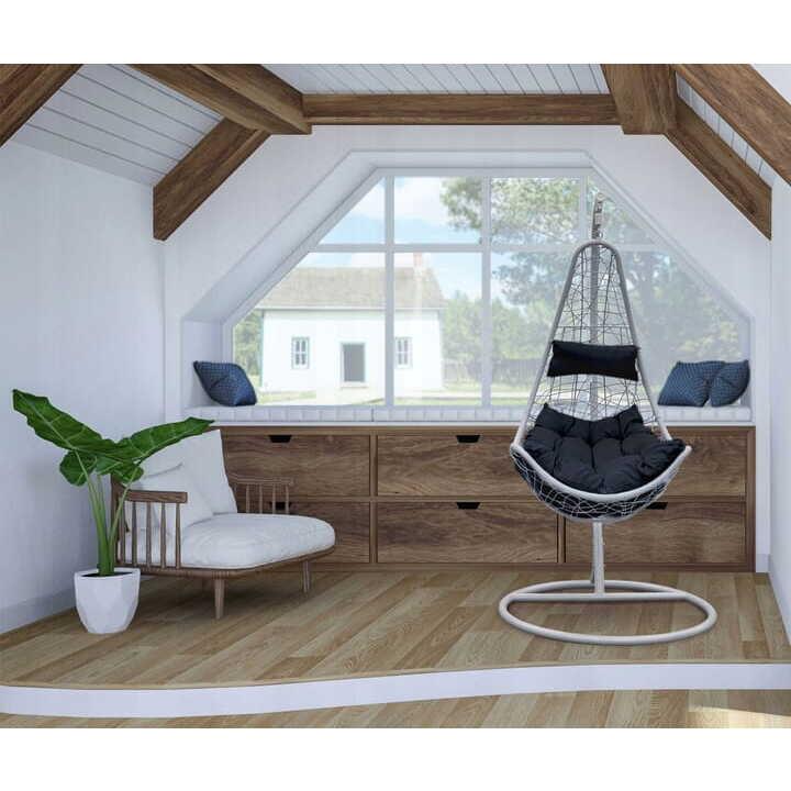 Scaun leagan suspendat, Jumi, poliratan, otel, gri/antracit, max 120 kg ...