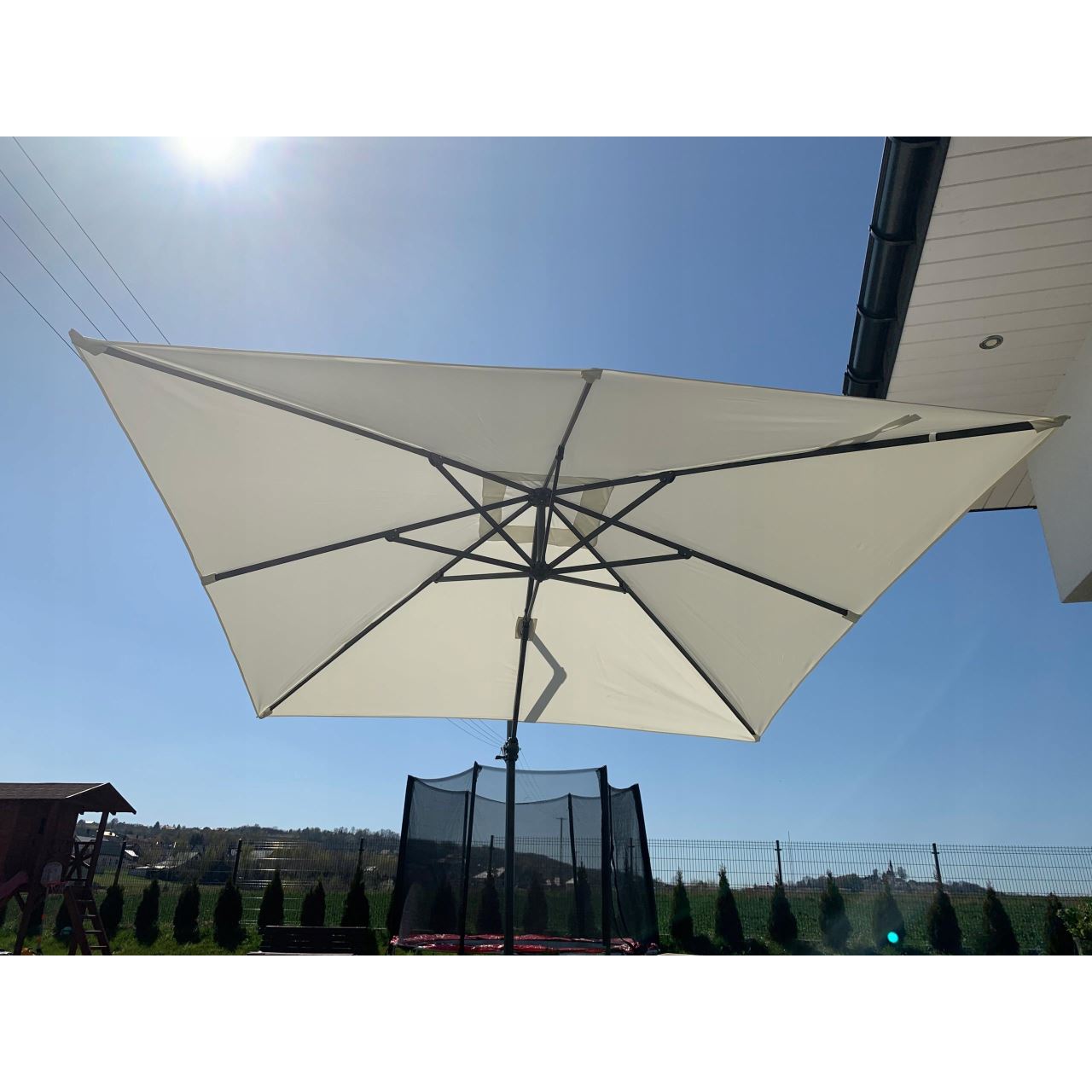 Umbrela gradina/terasa, dreptunghiulara, cu articulatie, crem, 300x400 ...