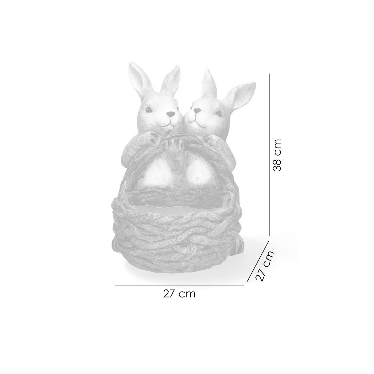 Decoratiune gradina, ceramica, 2 iepuri cu cos, 27x27x38 cm - Artool.ro