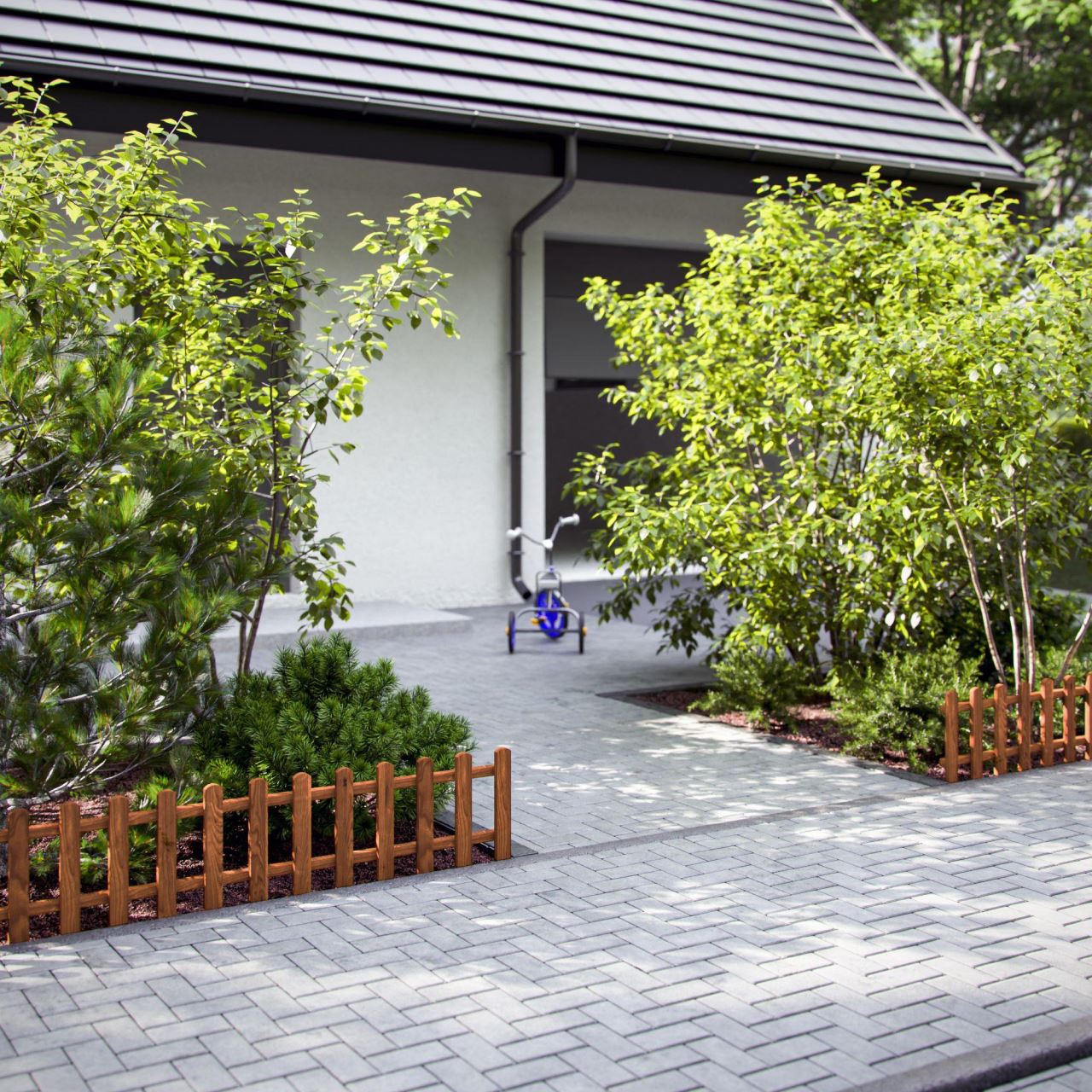 Gard de gradina decorativ, din lemn distantat, maro, 104x40 cm - Artool.ro