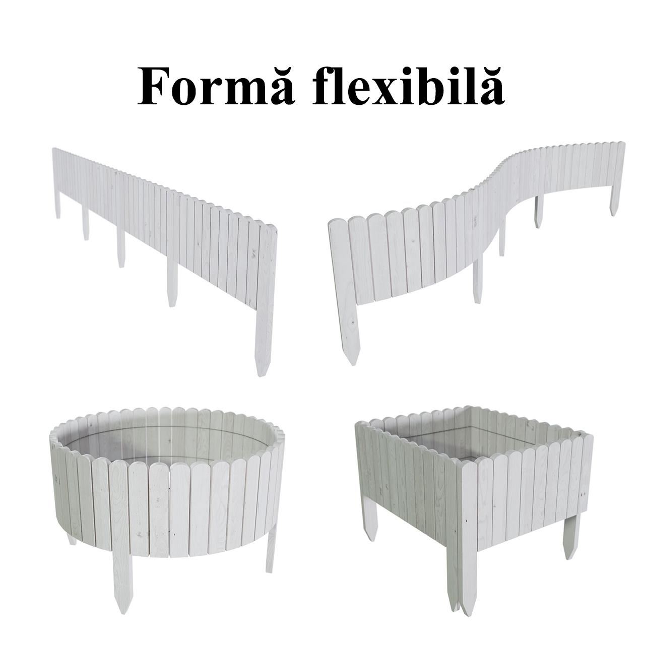 Gard de gradina decorativ din lemn, alb, 200x40 cm - Artool.ro