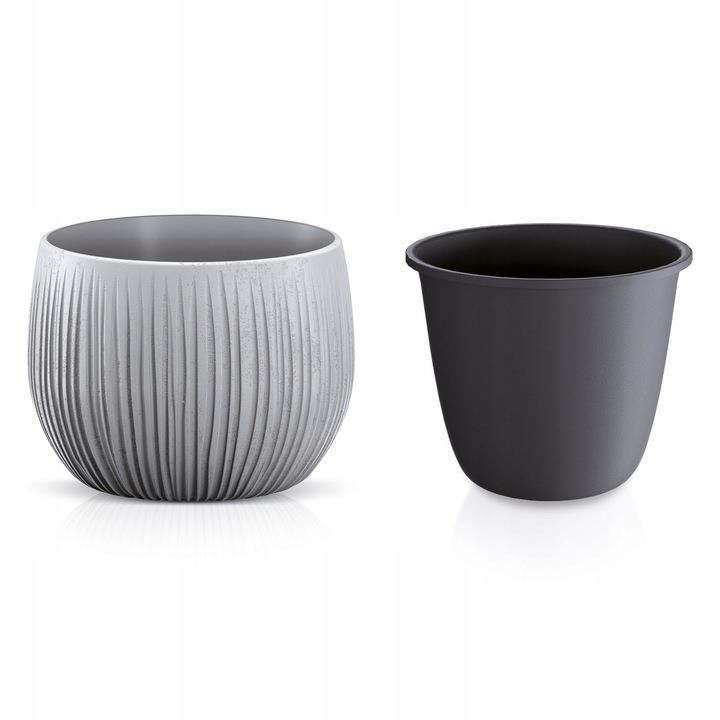 Ghiveci decorativ de flori, rotund, gri, 0.75 L, 14.4x11 cm, Beton Bowl ...