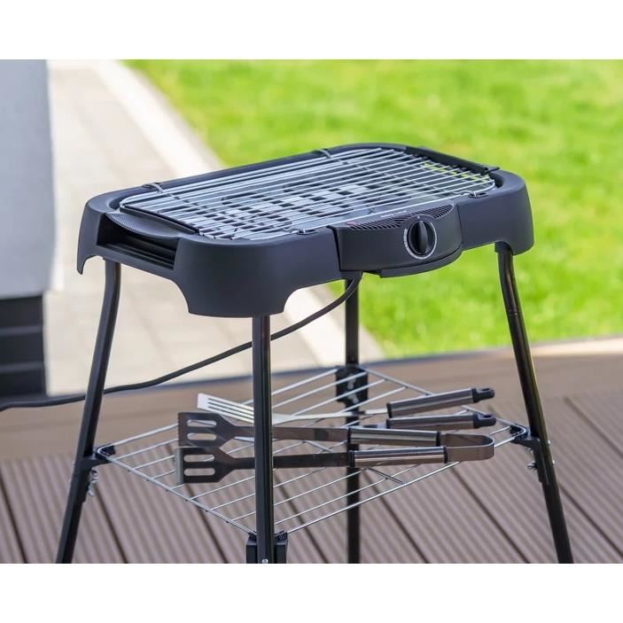 Gratar gradina electric, grill dreptunghiular, 2000 W, 50x35x77 cm ...